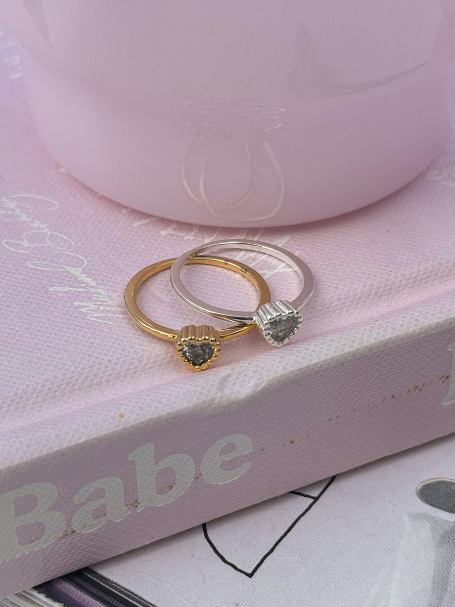 Glittering Tiny Heart Stone Ring – ALLISON BROWN